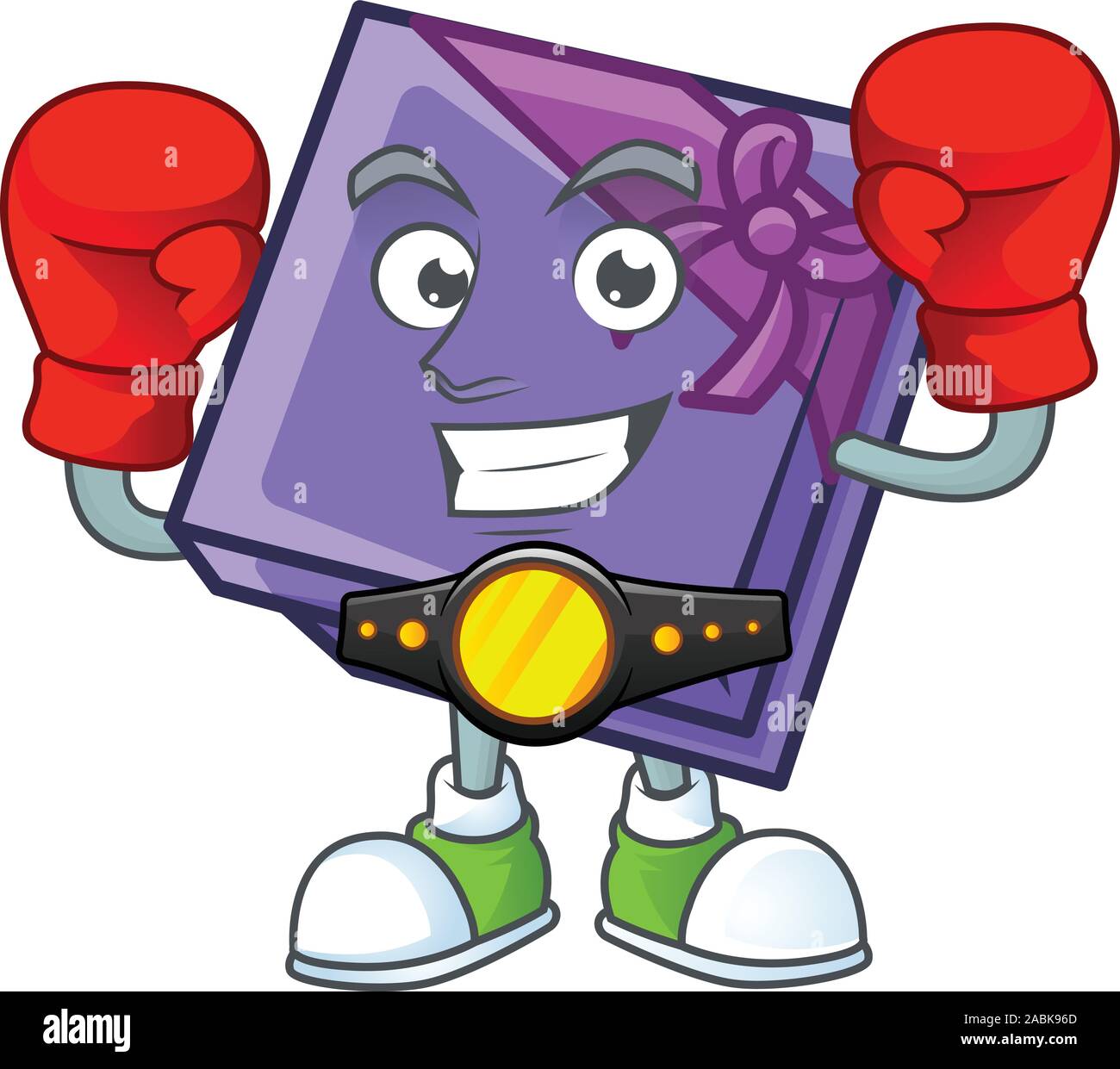 Funny Boxing purple gift box cartoon character style Stock Vector Image ...
