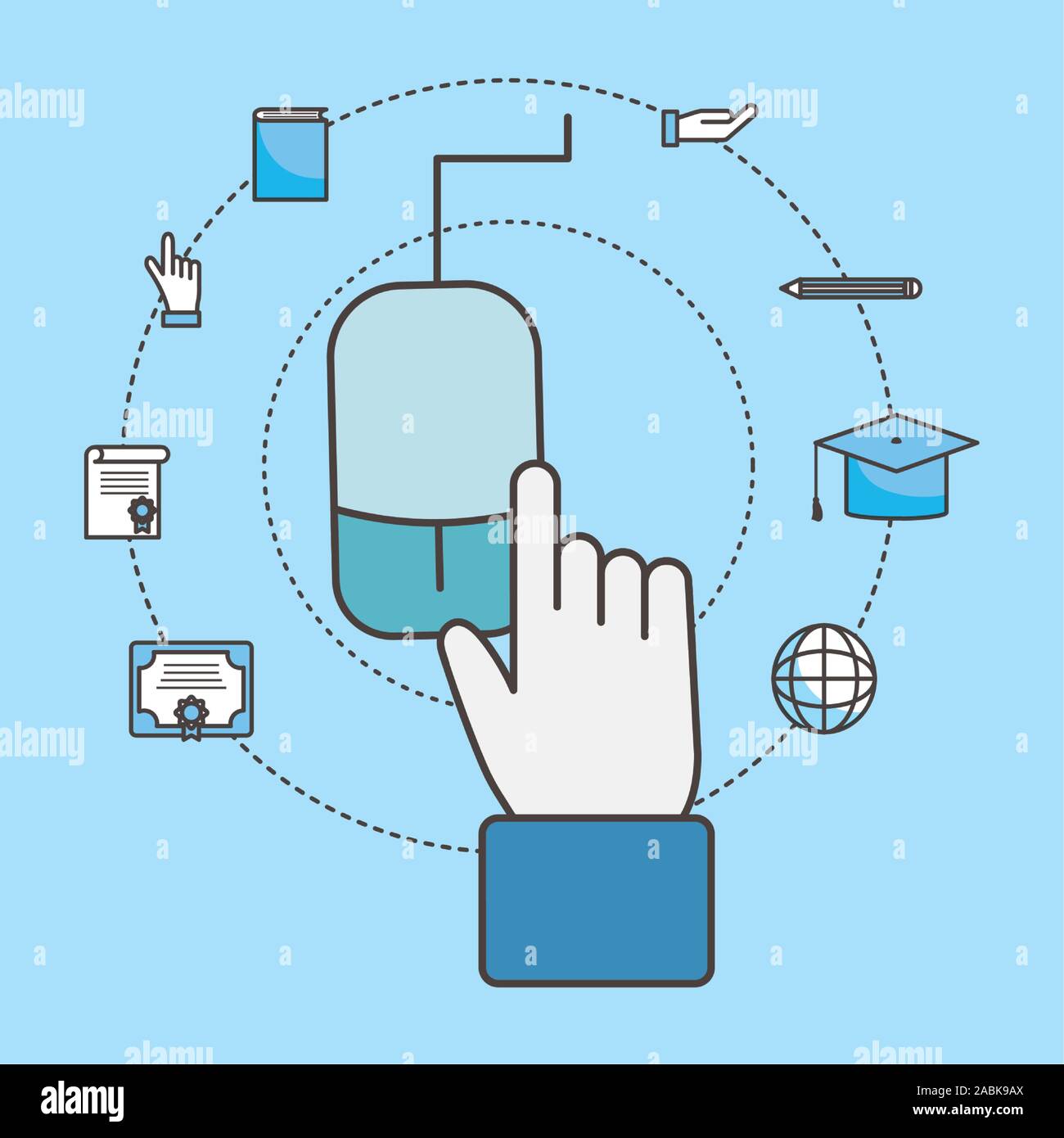 Hand cursor mouse and social media icon set, Multimedia apps ...