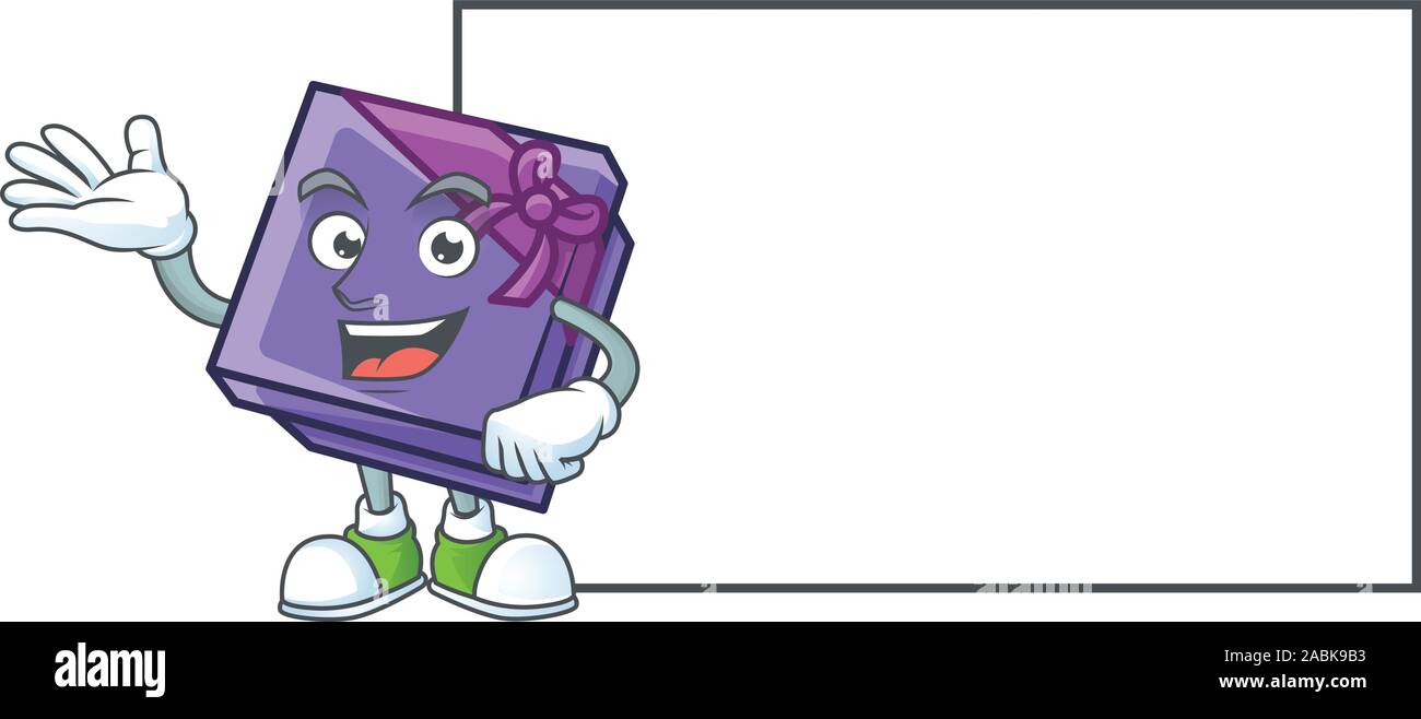 Purple gift box with board cartoon character style Stock Vector Image ...