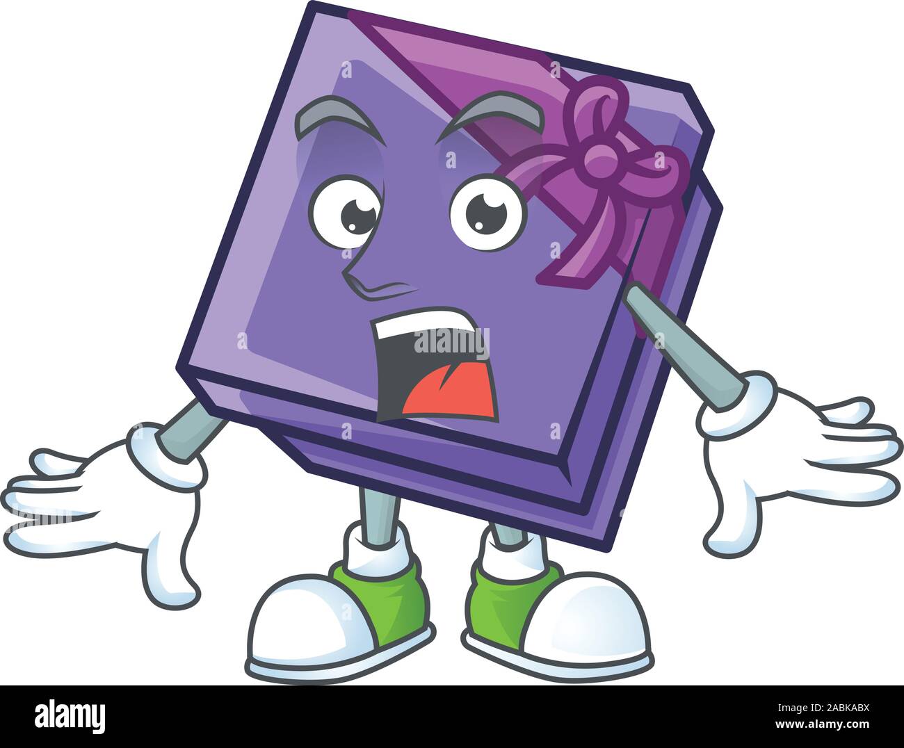 Surprised purple gift box face gesture on cartoon style Stock Vector ...