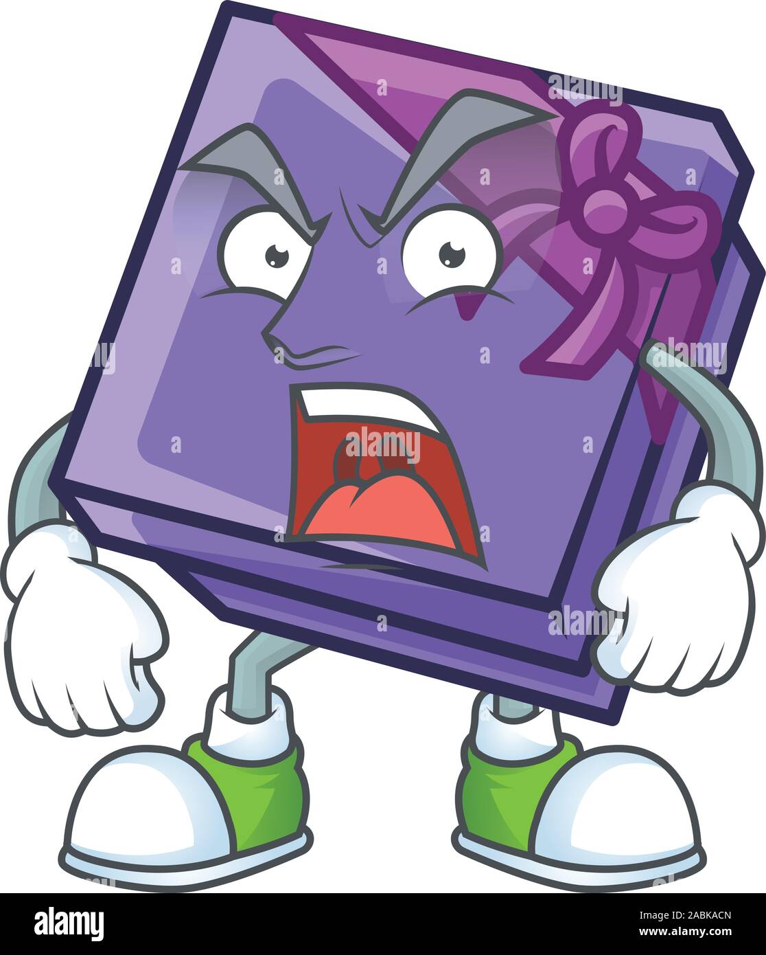 Mascot of angry purple gift box cartoon character design Stock Vector ...