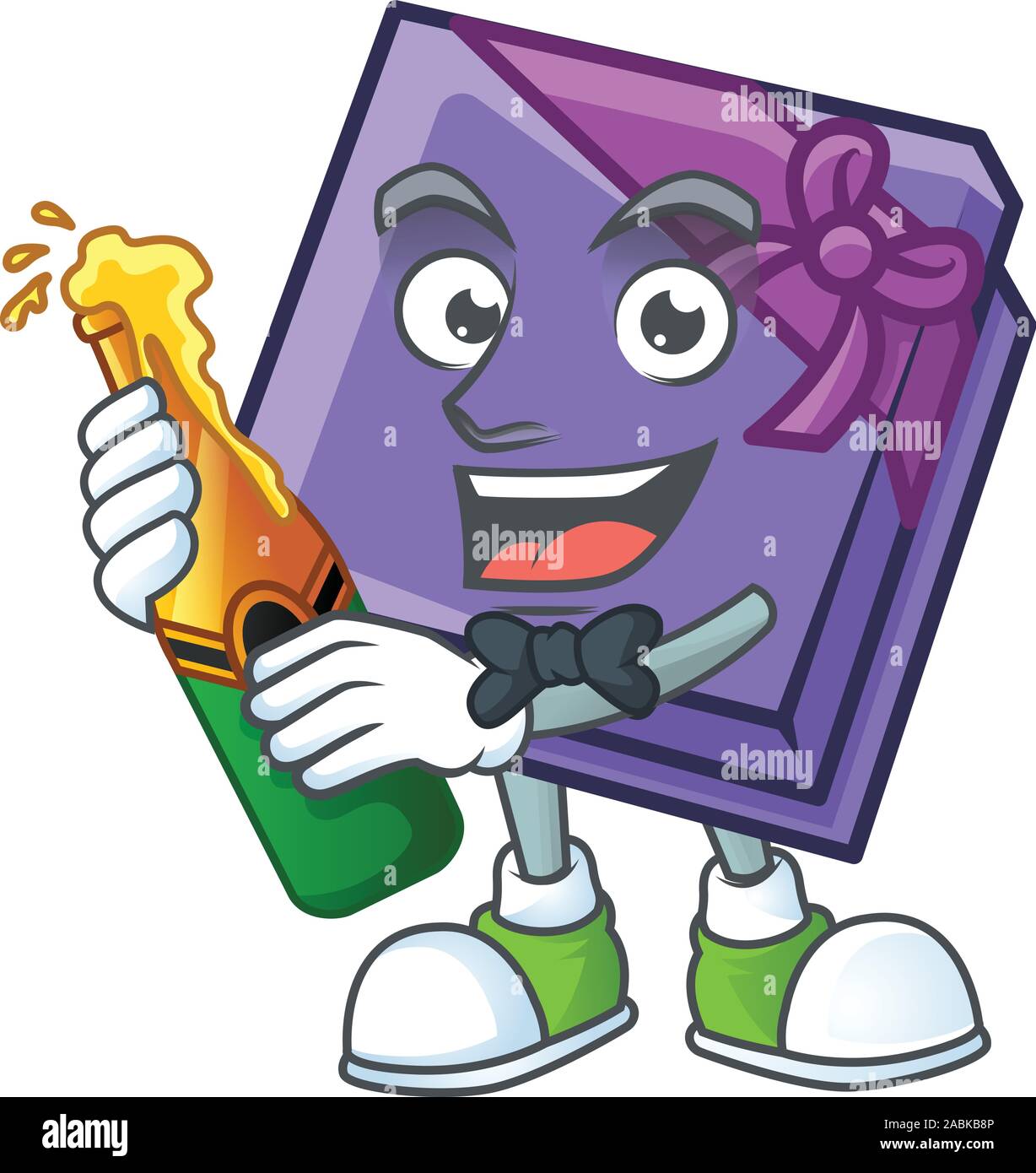 Cool purple gift box with beer mascot cartoon style Stock Vector Image ...
