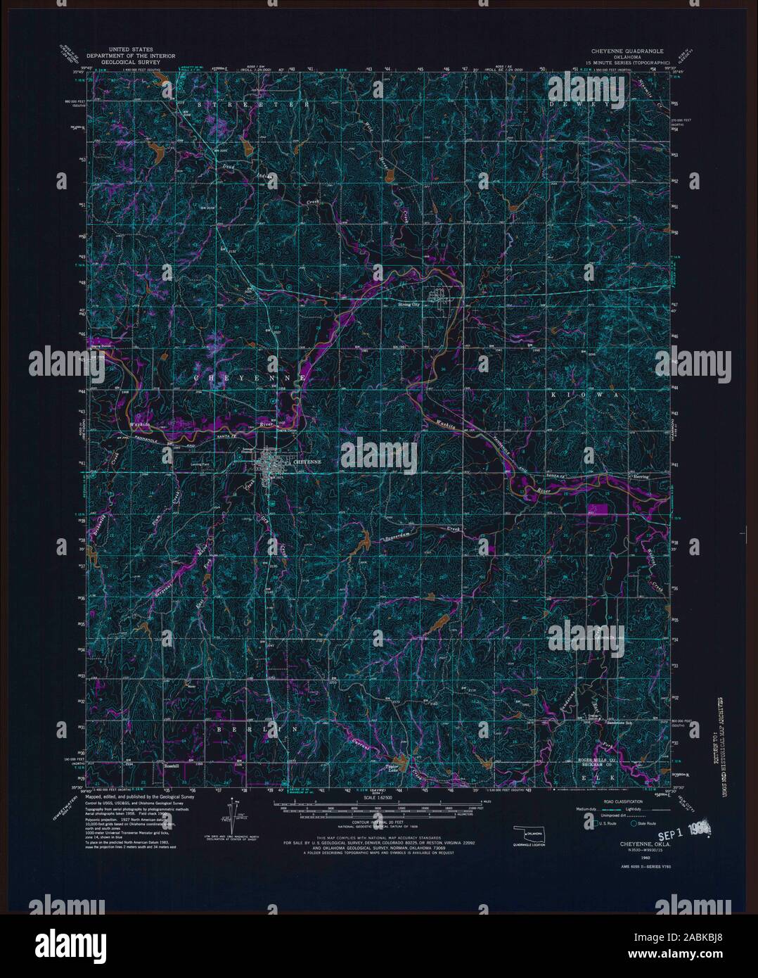 Map of cheyenne oklahoma hi-res stock photography and images - Alamy