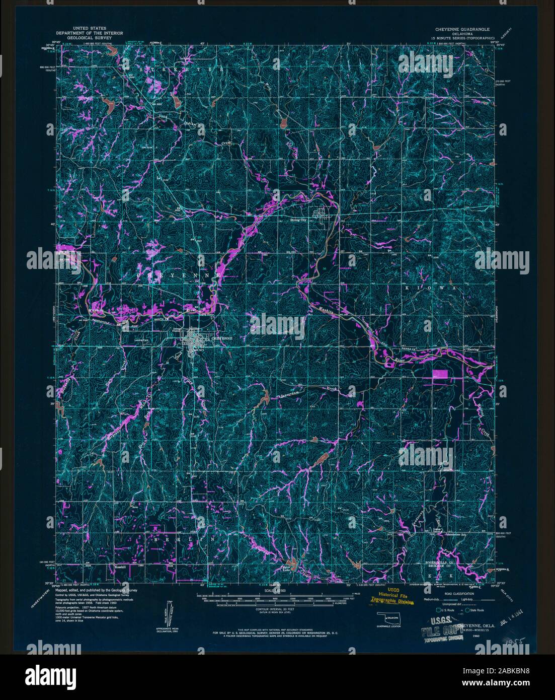 Map of cheyenne oklahoma hi-res stock photography and images - Alamy