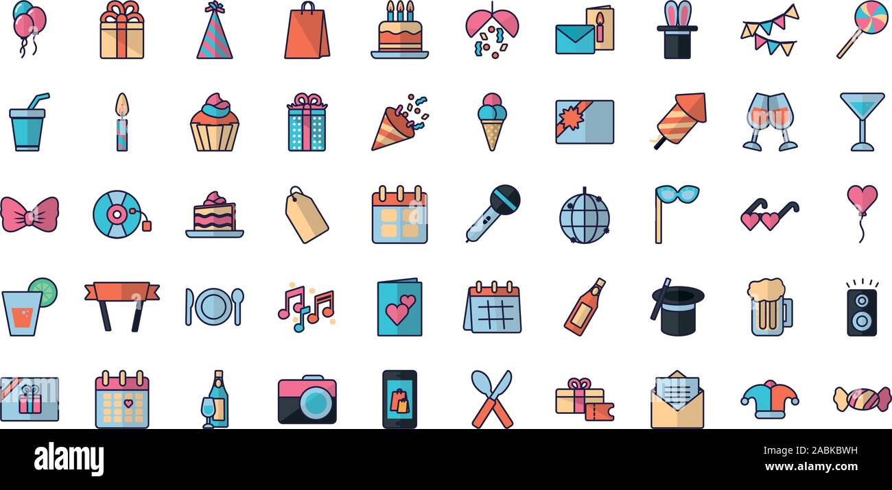 Isolated party icon set vector design Stock Vector Image & Art - Alamy