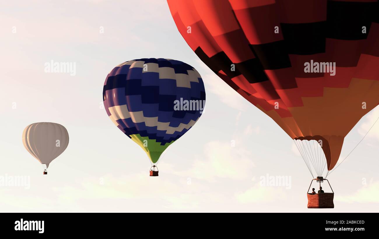 Air Balloon in the sky 3D Rendering Stock Photo - Alamy