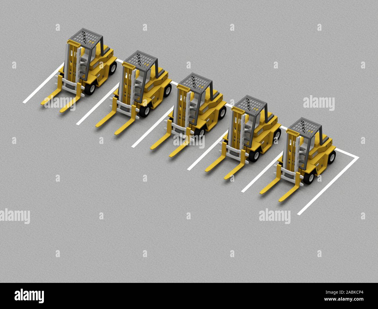 parking with forklifts. 3d rendering Stock Photo - Alamy