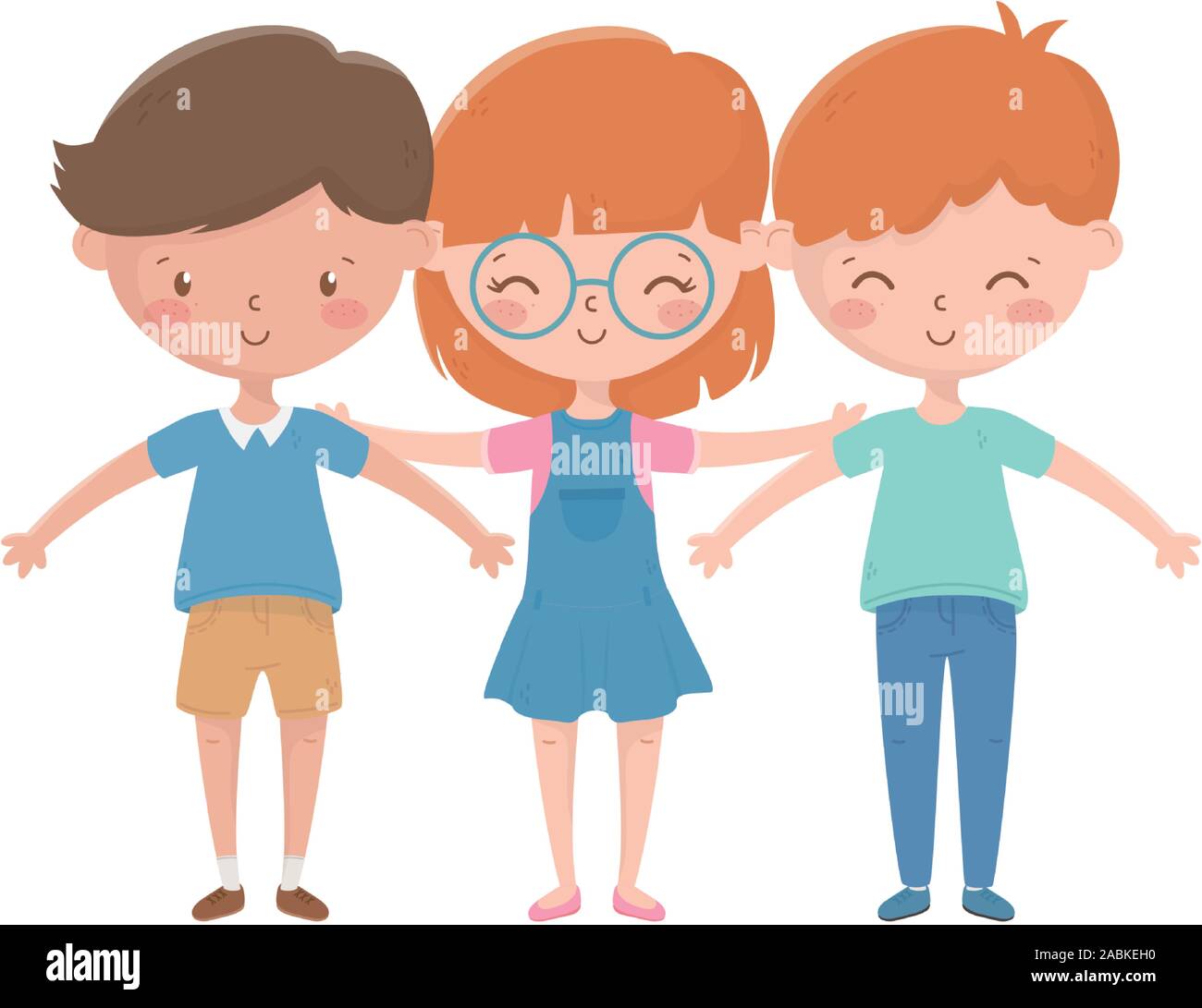 Girl and boys cartoons design, Kids friendship childhood little people ...
