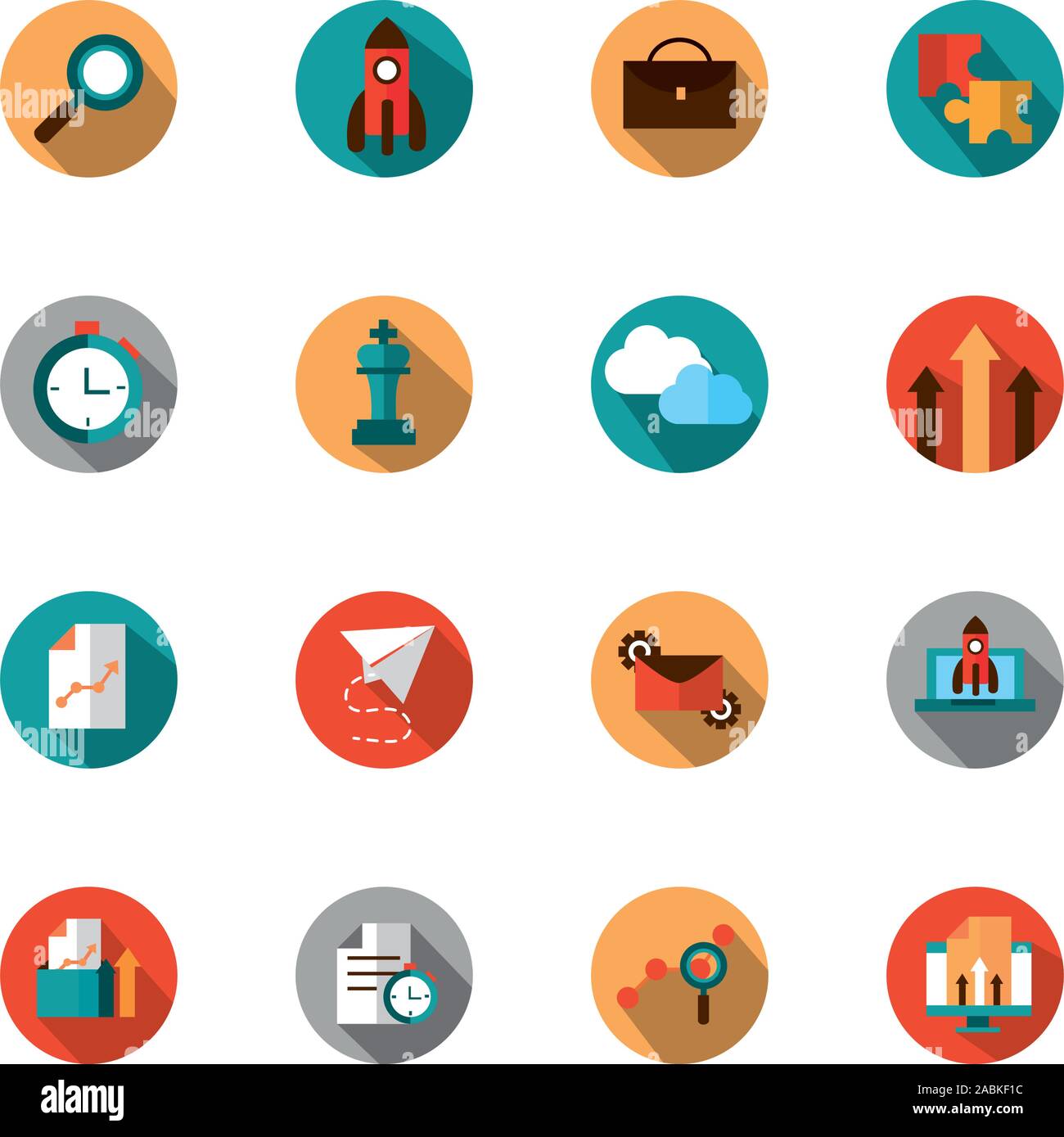 business strategy network icons set block shadow vector illustration ...