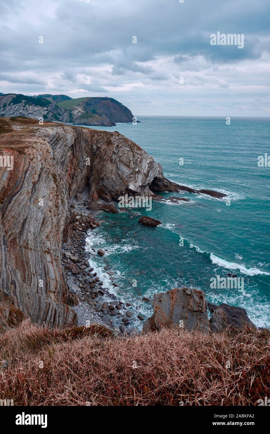 rocks and cliffs and ocean in the coast in Bilbao Spain Stock Photo - Alamy