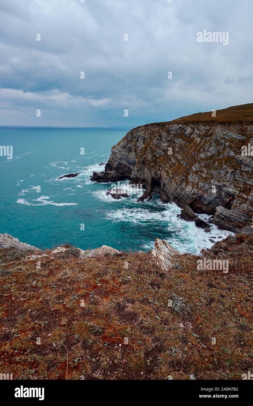 rocks and cliffs and ocean in the coast in Bilbao Spain Stock Photo - Alamy