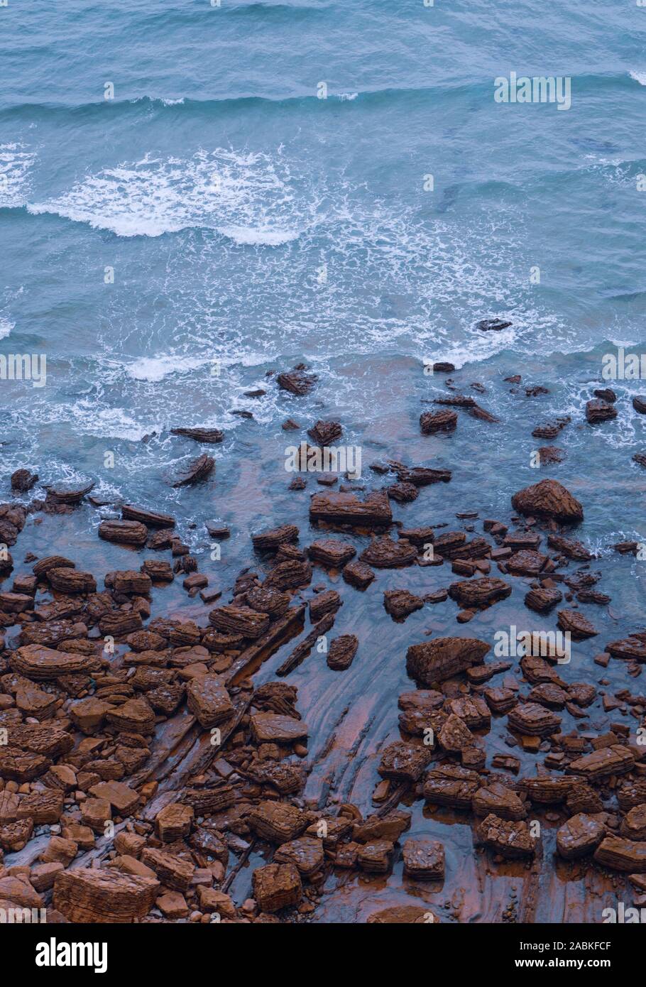 rocks and cliffs and ocean in the coast in Bilbao Spain Stock Photo - Alamy