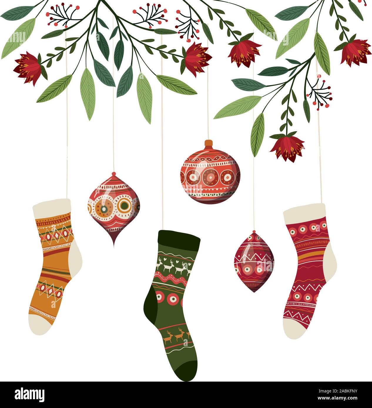 Merry christmas socks and spheres vector design Stock Vector Image ...