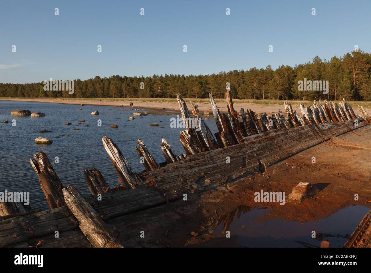 The "Raketa" ship wreck on the Loksa beach in Estonia. The ship was ...
