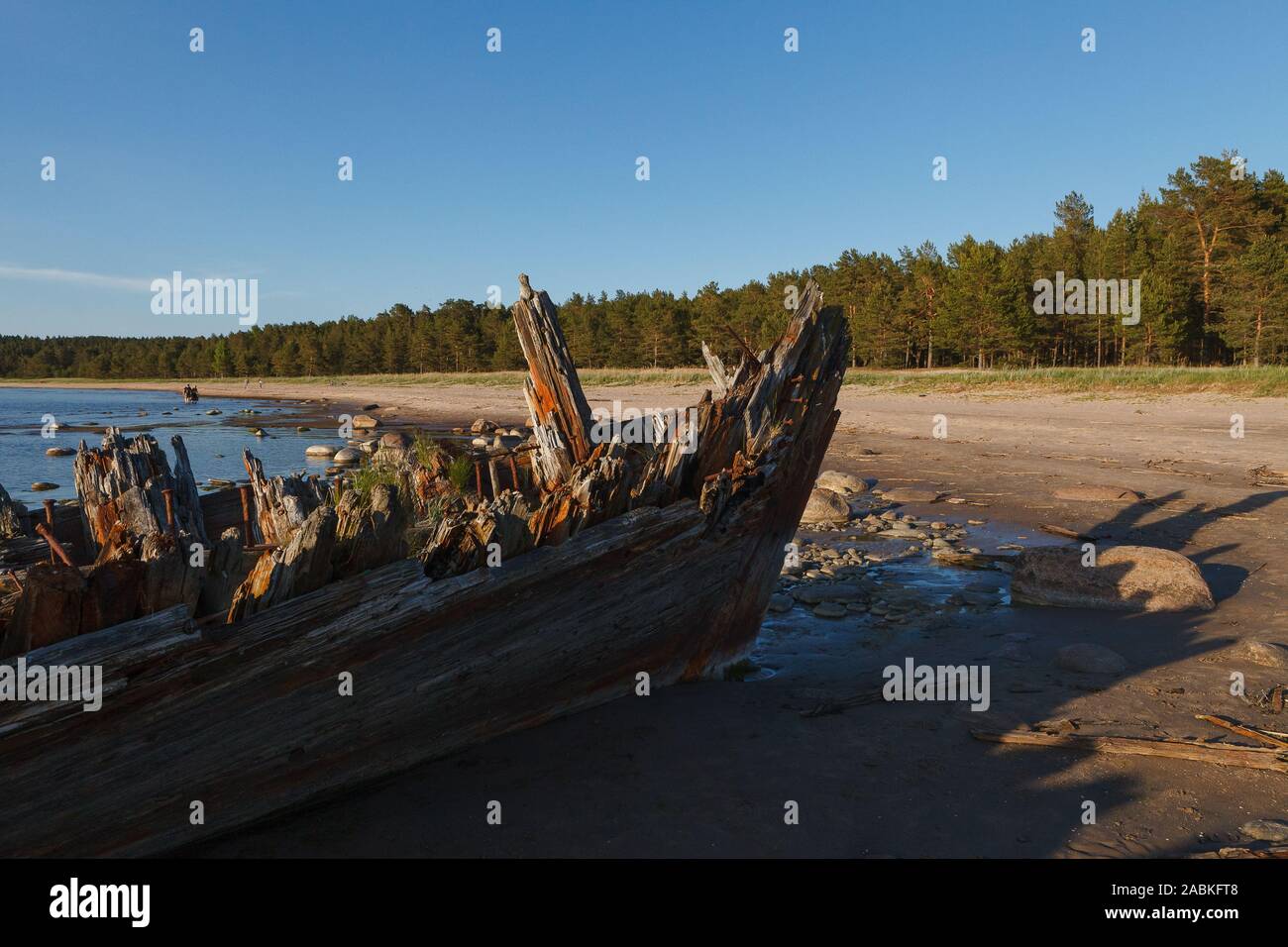 The "Raketa" ship wreck on the Loksa beach in Estonia. The ship was ...