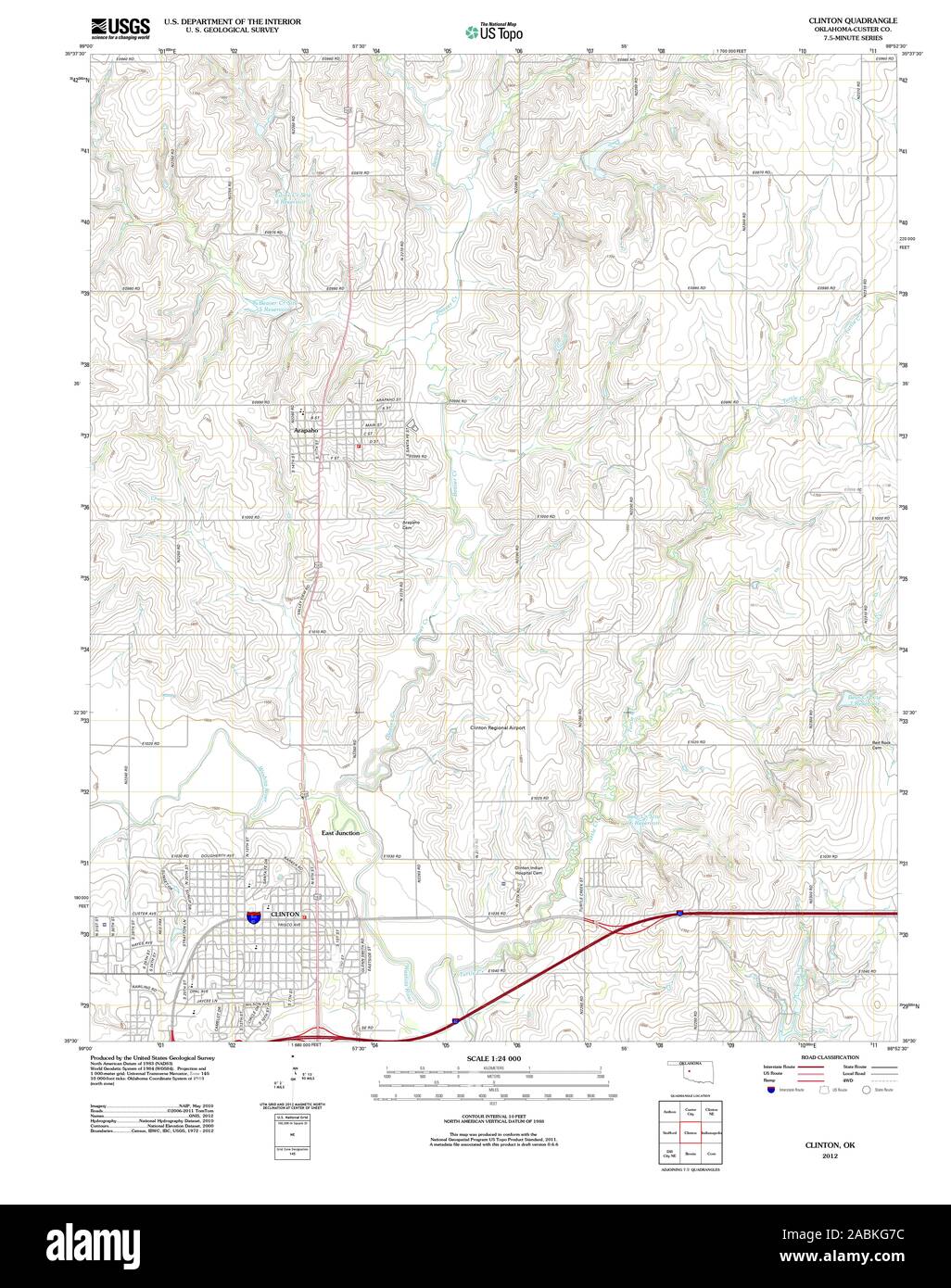 Map of clinton oklahoma Cut Out Stock Images & Pictures - Alamy