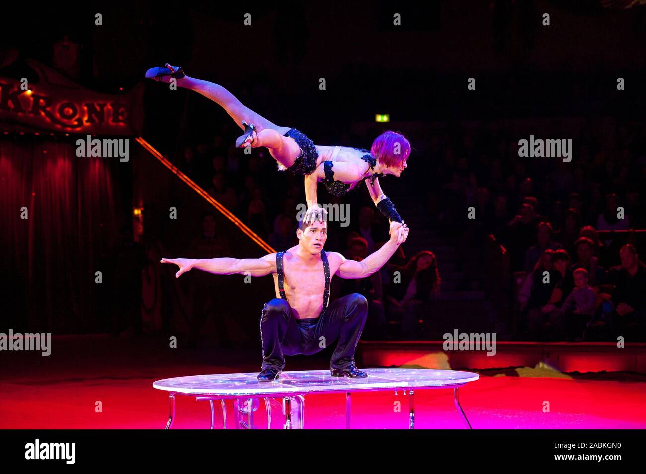 The "Duo Fusion" during a dance performance at Circus Krone in Munich ...