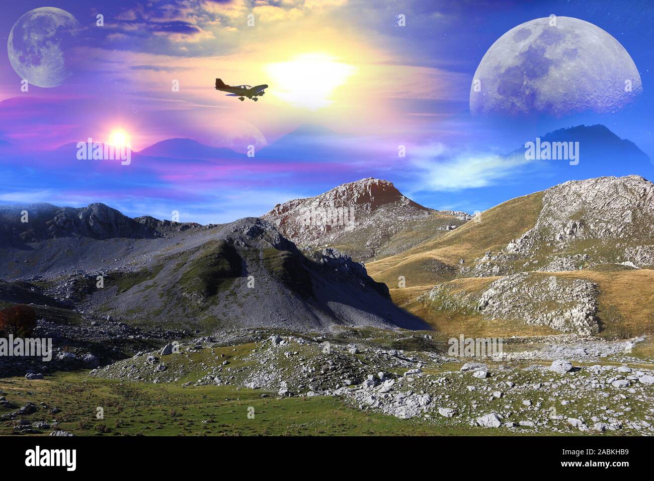 fantastic universe and imaginary planet Stock Photo - Alamy