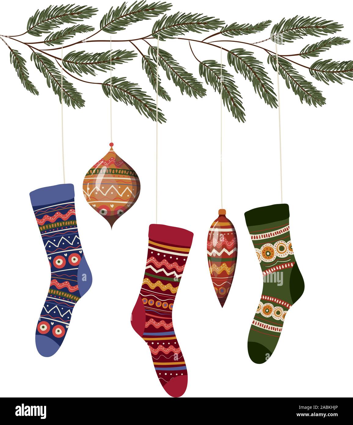 Merry christmas socks and spheres vector design Stock Vector Image ...