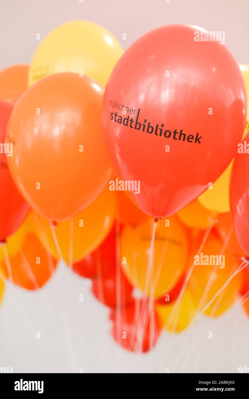 Colourful balloons at the opening of the new branch of the Munich City ...