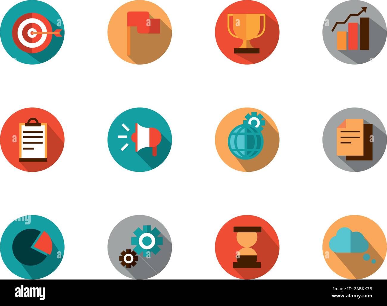 business strategy network icons set block shadow vector illustration ...