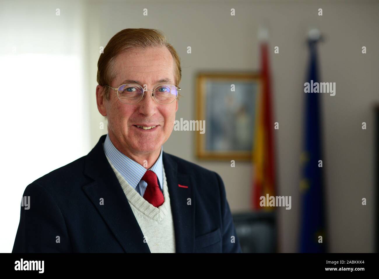 Francisco Pascual de la Parte, Consul General of Spain, in his office ...