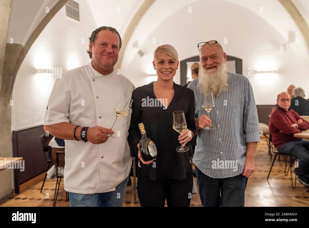 From left to right: Chef Andreas Roland, Sommelière Marion Bruckner and ...