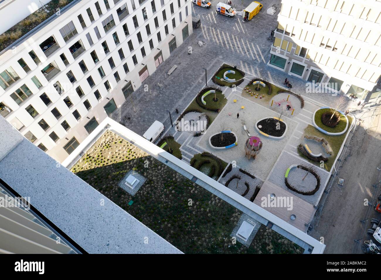 Playgrounds at the new development area "Schwabinger Tor" at the ...