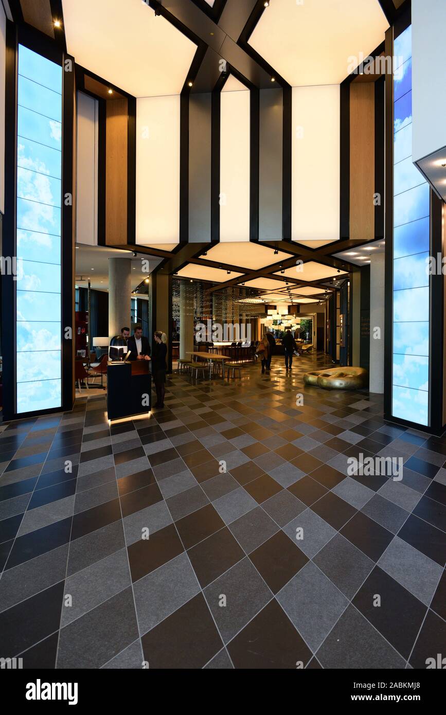 The reception area of the Hotel Andaz in the new development area ...