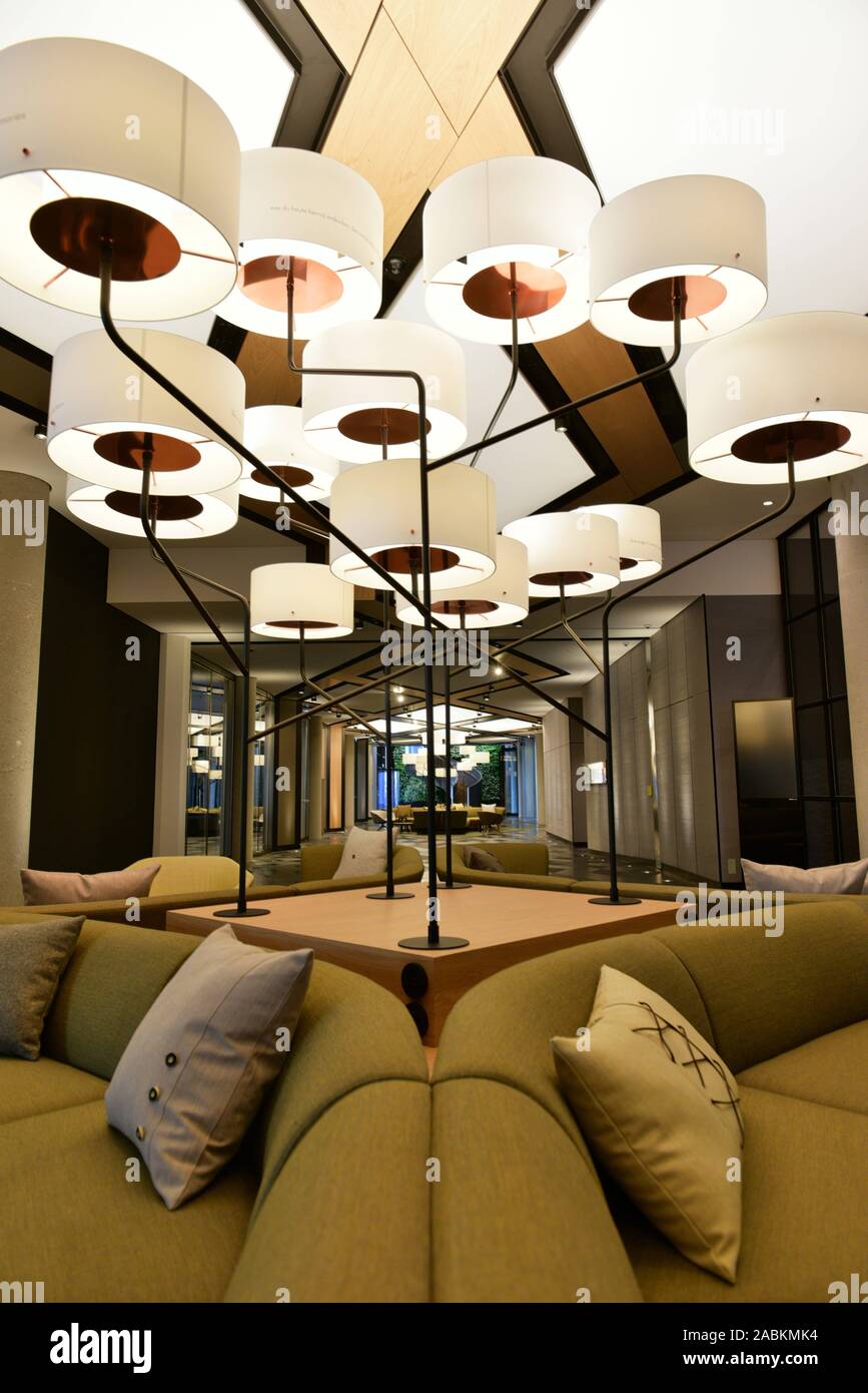 The reception area of the Hotel Andaz in the new development area ...
