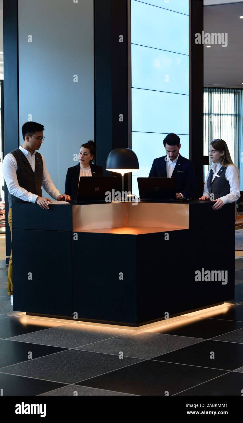 Reception and reception area of the Hotel Andaz in the Schwabinger Tor ...
