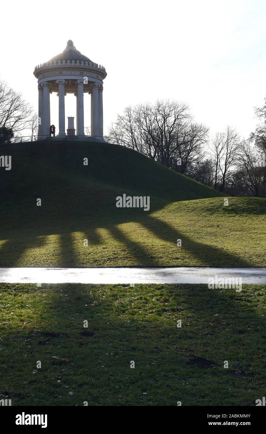 The Monopteros in the English Garden on a sunny winter day. [automated ...