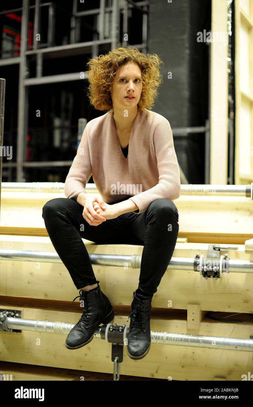 Julia Riedler, German actress, recorded in the building of the Münchner ...