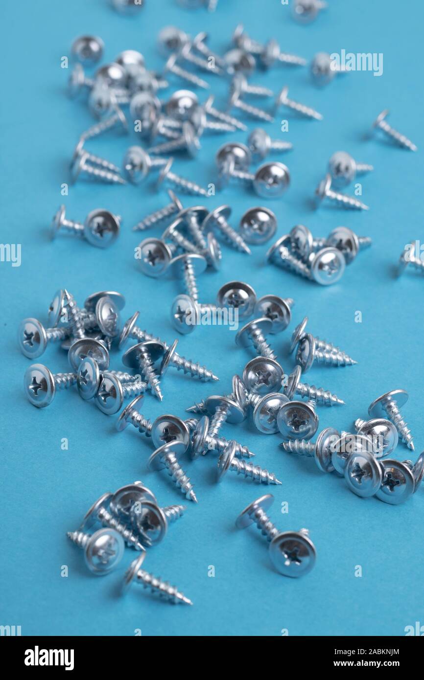 Screw background for interior design idea. Top view Stock Photo - Alamy