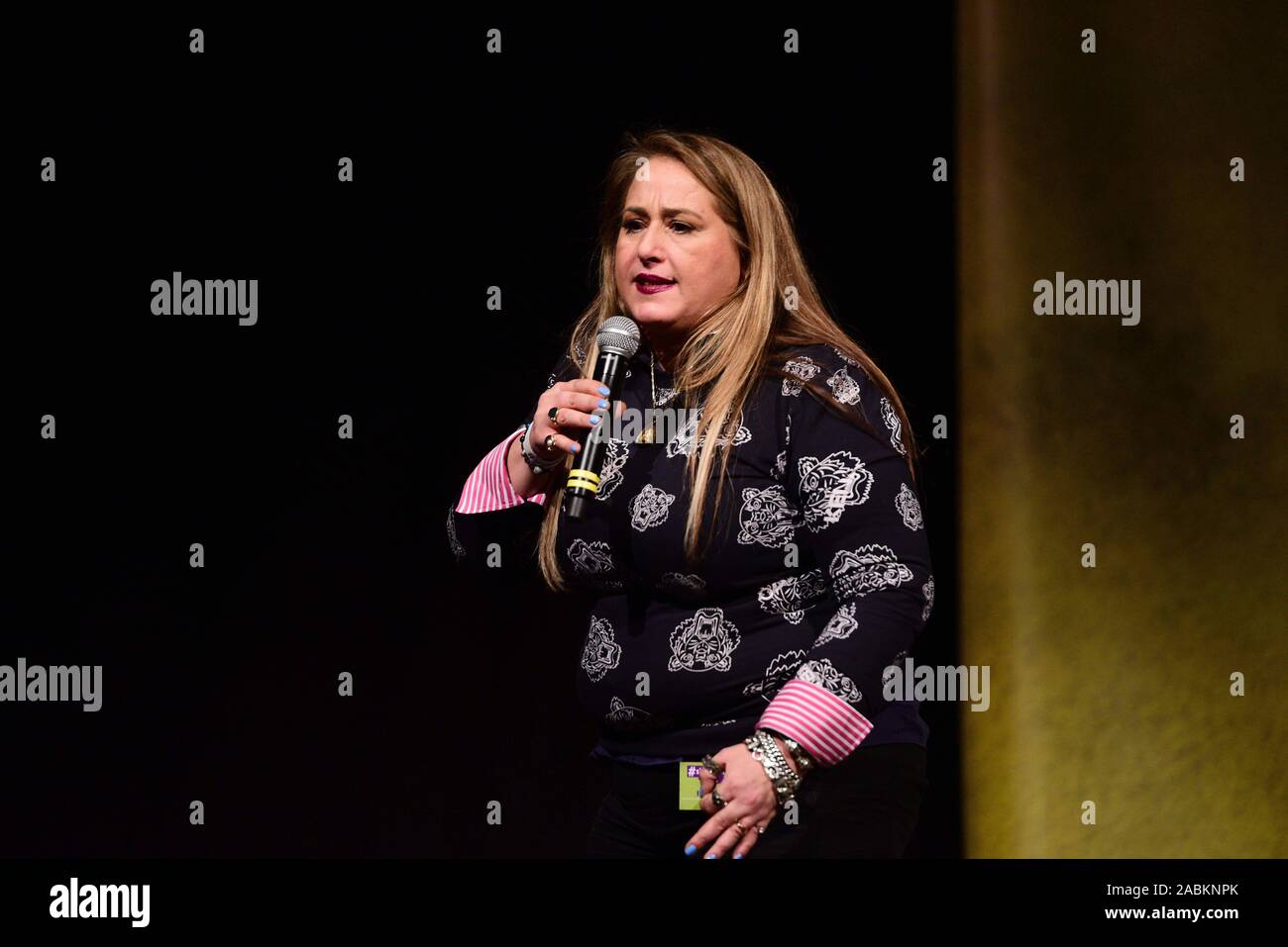 The comedy artist Idil Baydar speaks at the cultural festival "# ...