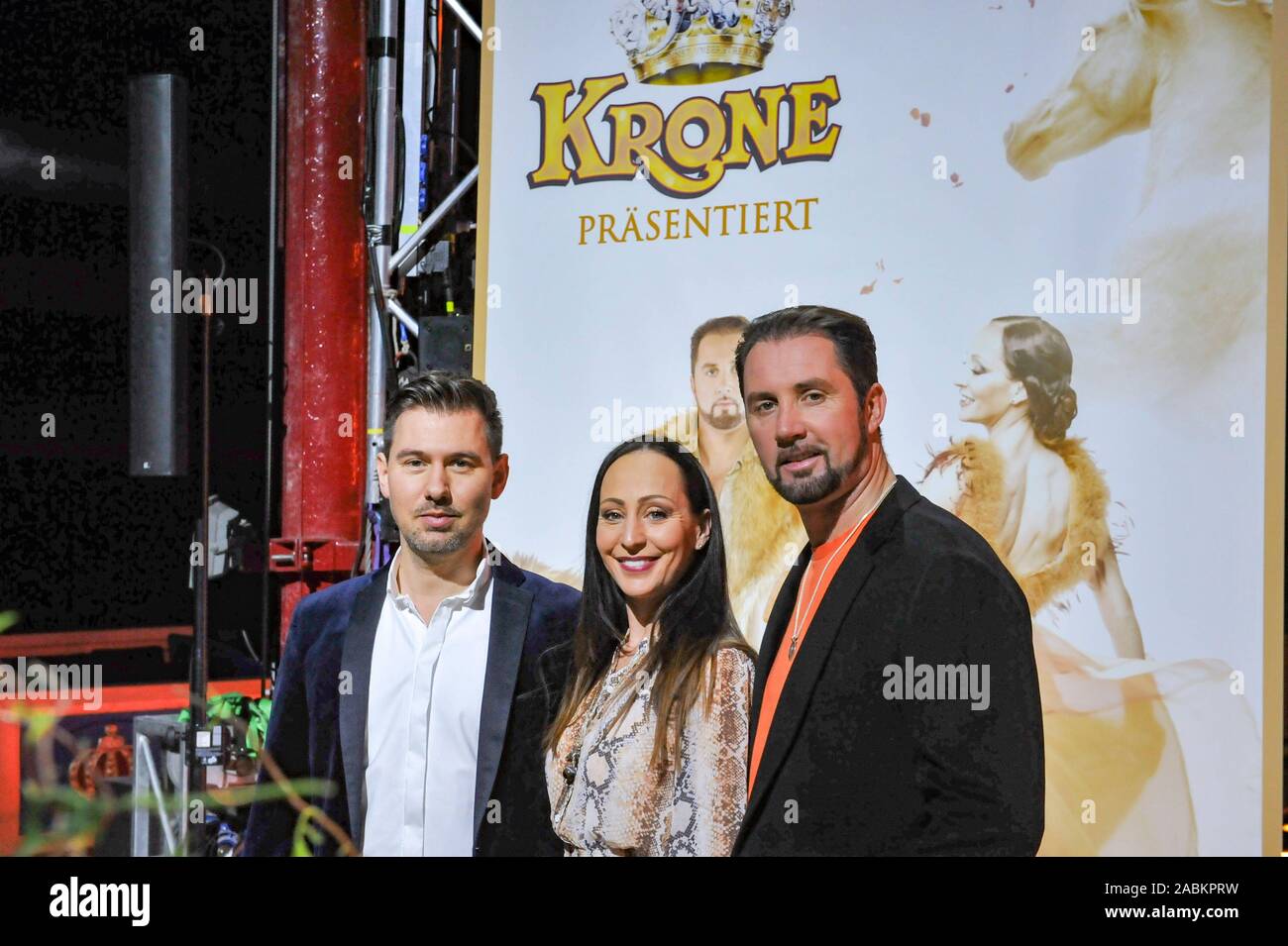 Martin Lacey jr (r.), Jana Mandana Lacey-Krone and Bence Vági at a ...