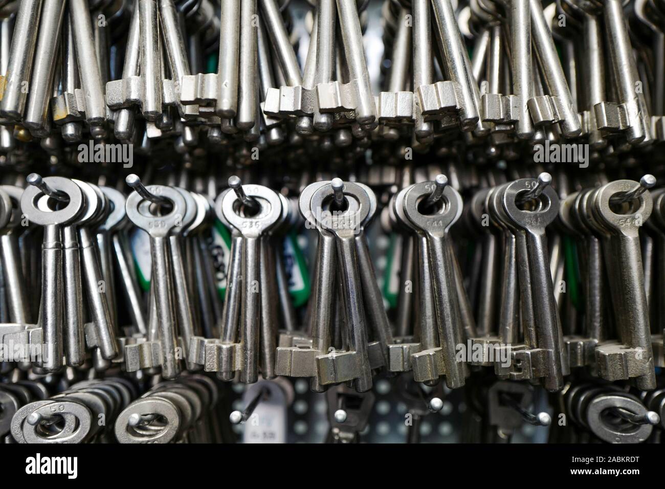 Blanks in the traditional lock and key shop "Münchner Schlüsseldienst ...