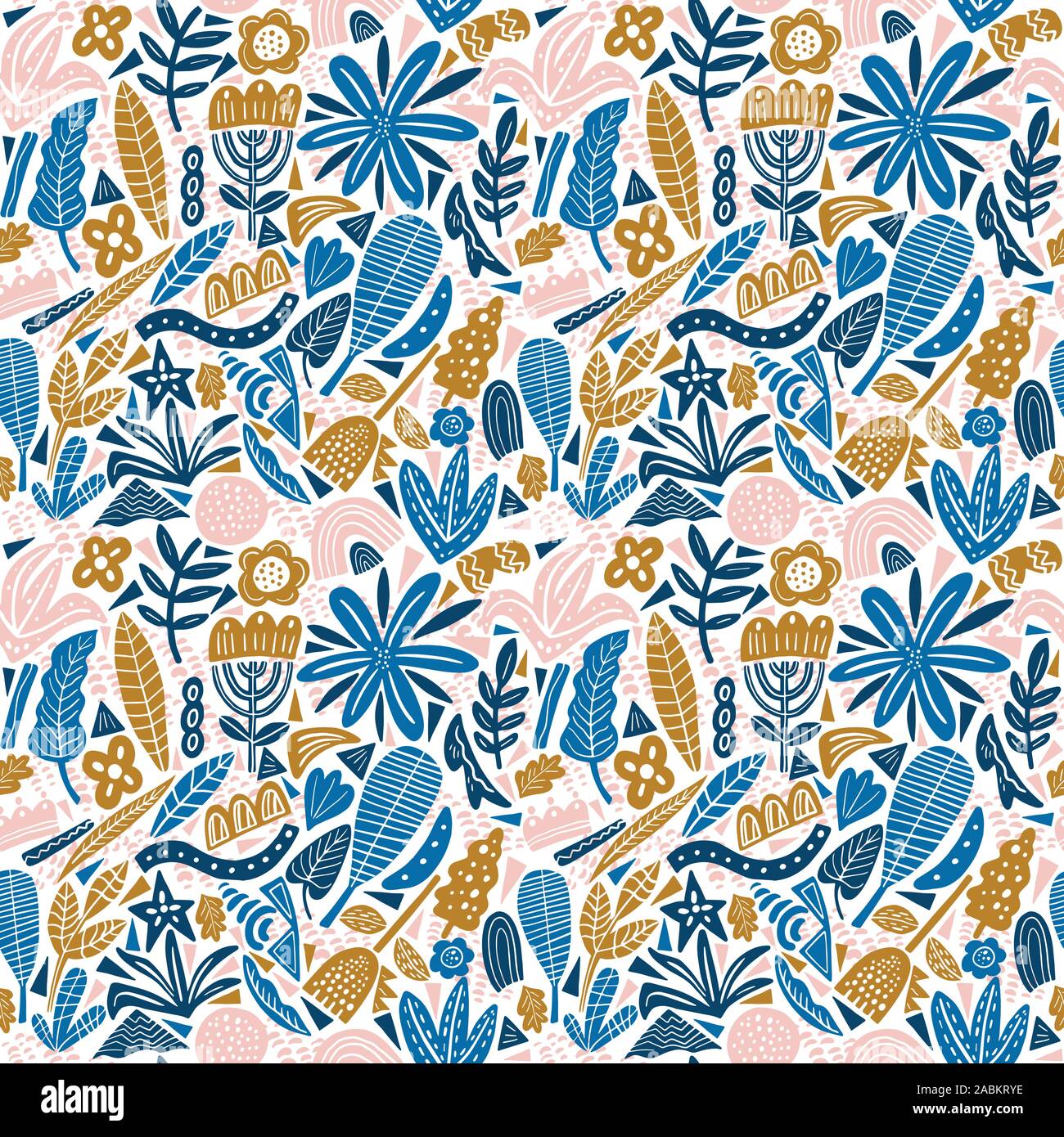 Collage style seamless repeat pattern with abstract and organic shapes ...