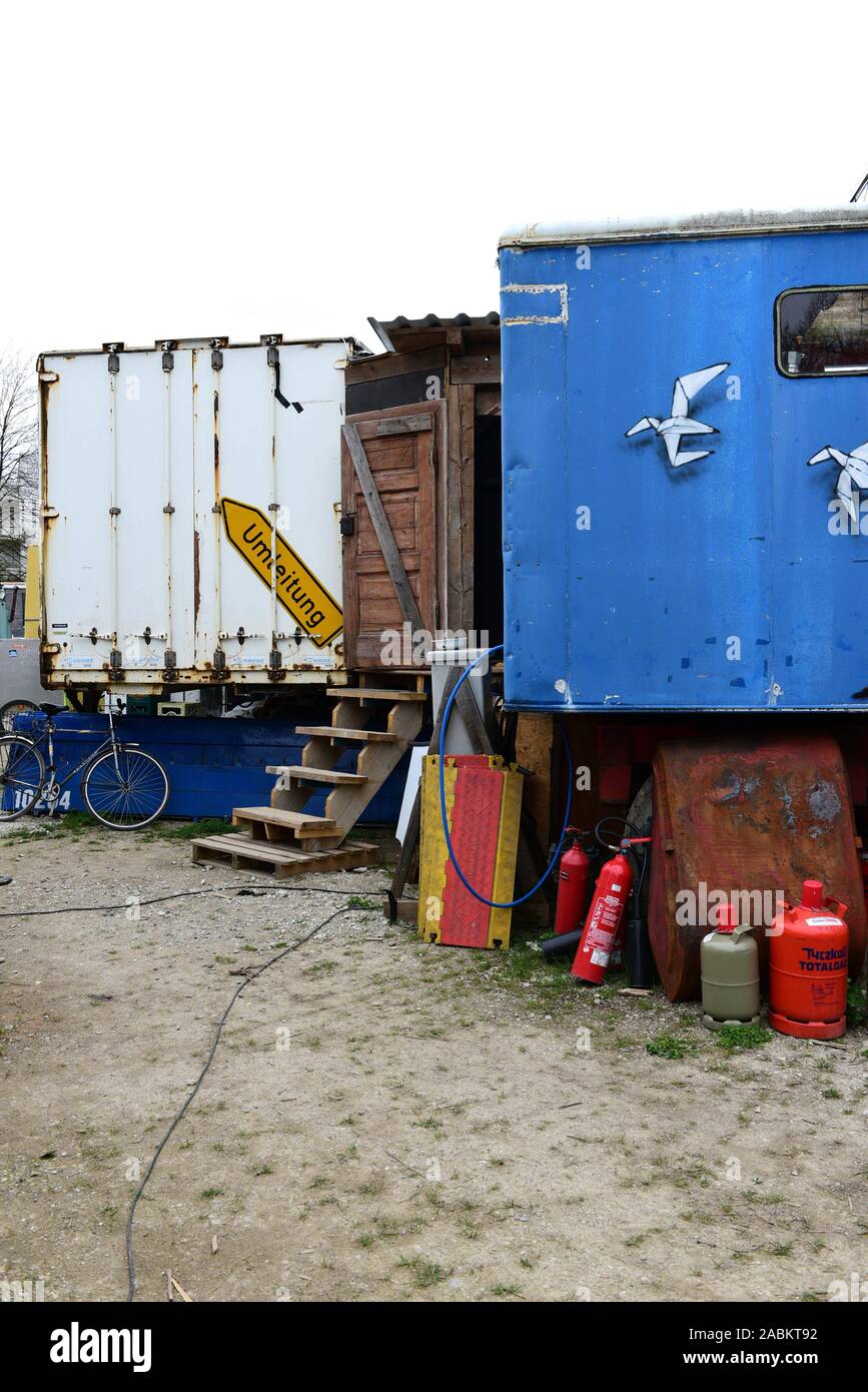 The "Wagenburg" "Stattpark Olga" at its new location in the ...