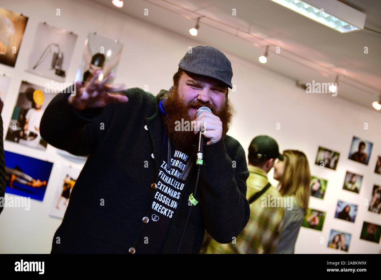 The rapper Manekin Peace performs at the vernissage of the exhibition ...