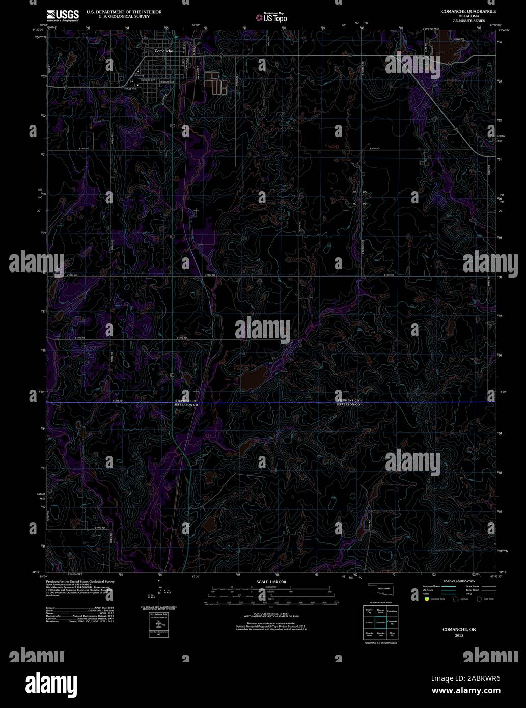 Map of comanche oklahoma hi-res stock photography and images - Alamy