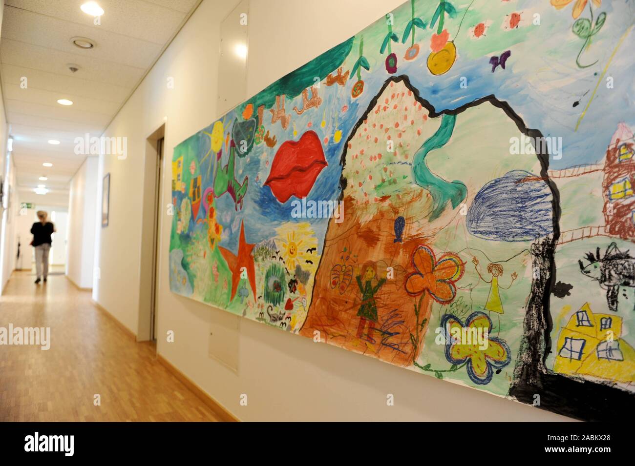 Walls painted by children in color in the child protection center of ...