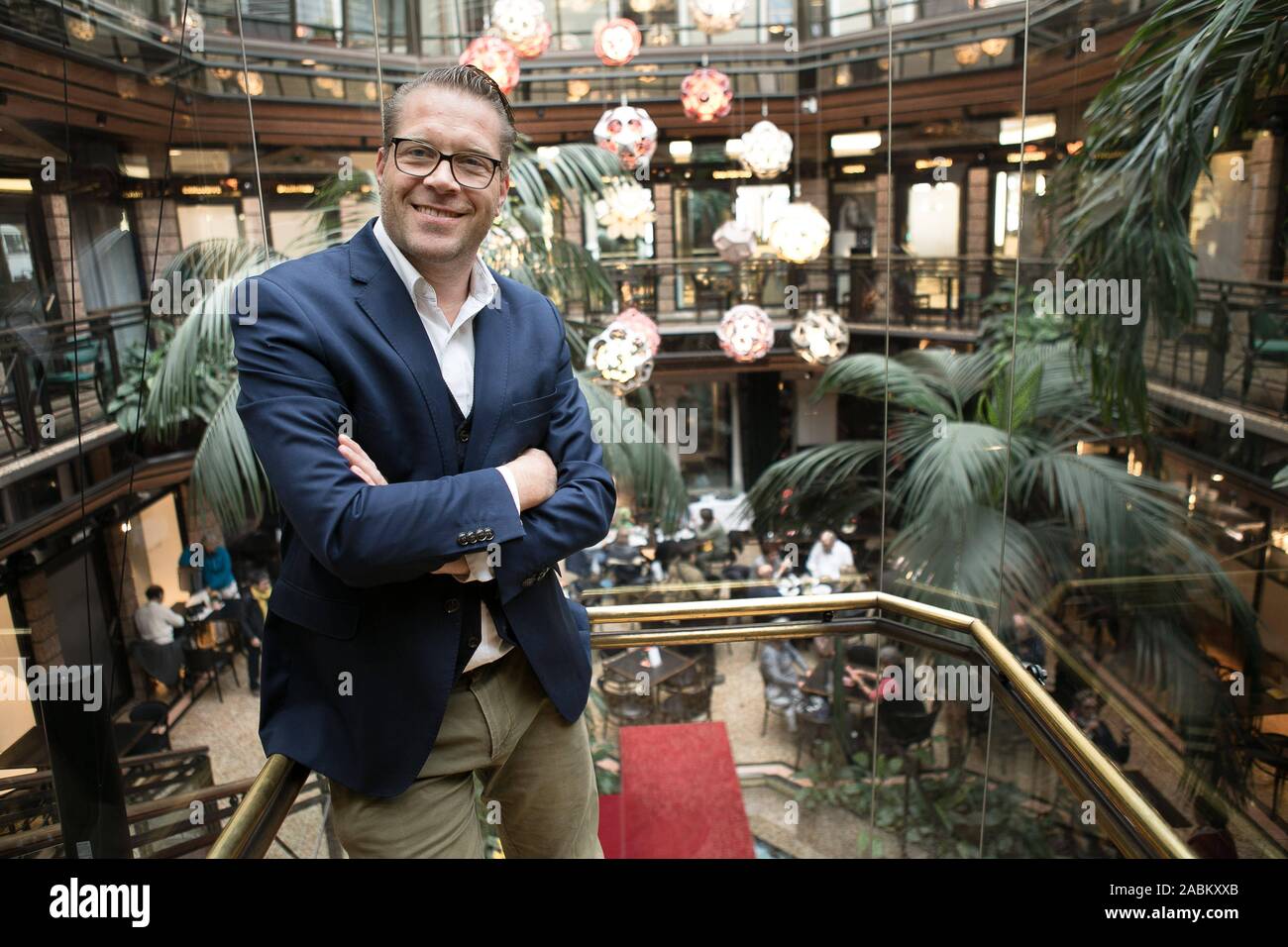 Stephan Meier, landlord of Café Luitpold at Briennerstraße 11 in Munich. In the background you ...