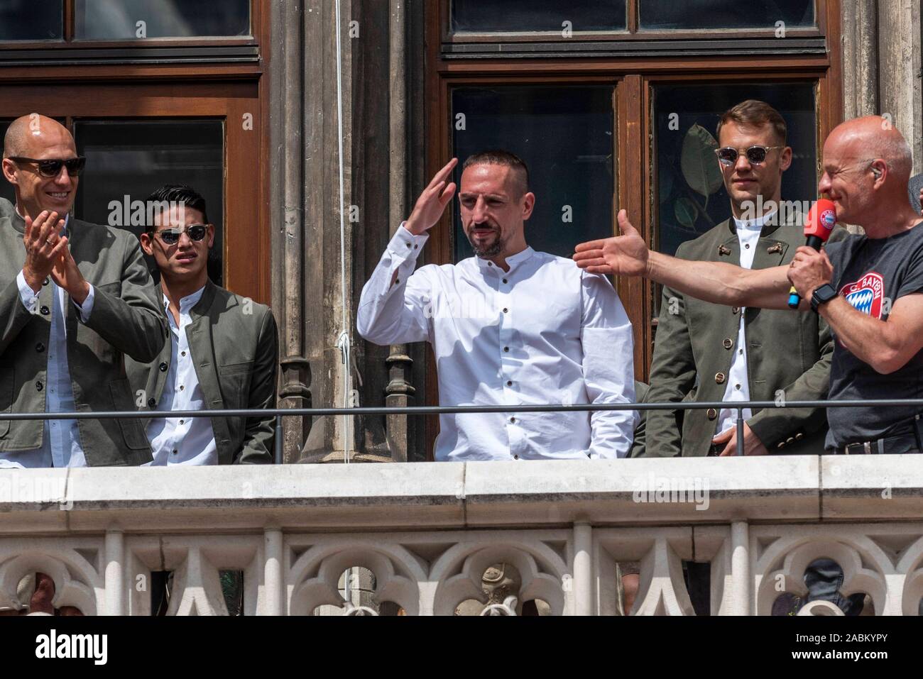 The team of FC Bayern Munich on the way to the championship and cup ...