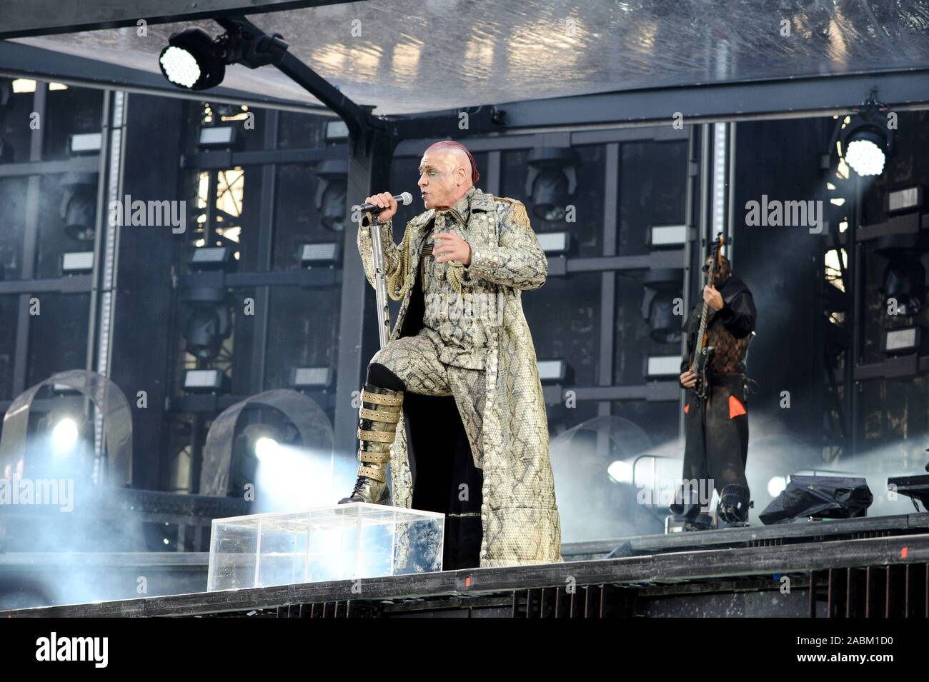 Front singer Till Lindemann of the band Rammstein in the Munich Olympic ...