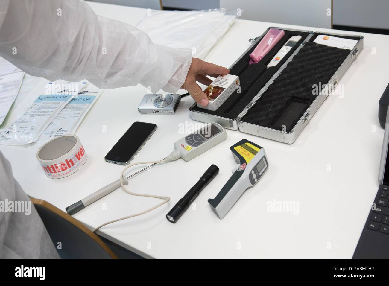 In a staged food inspection, the measuring instruments are ready for ...