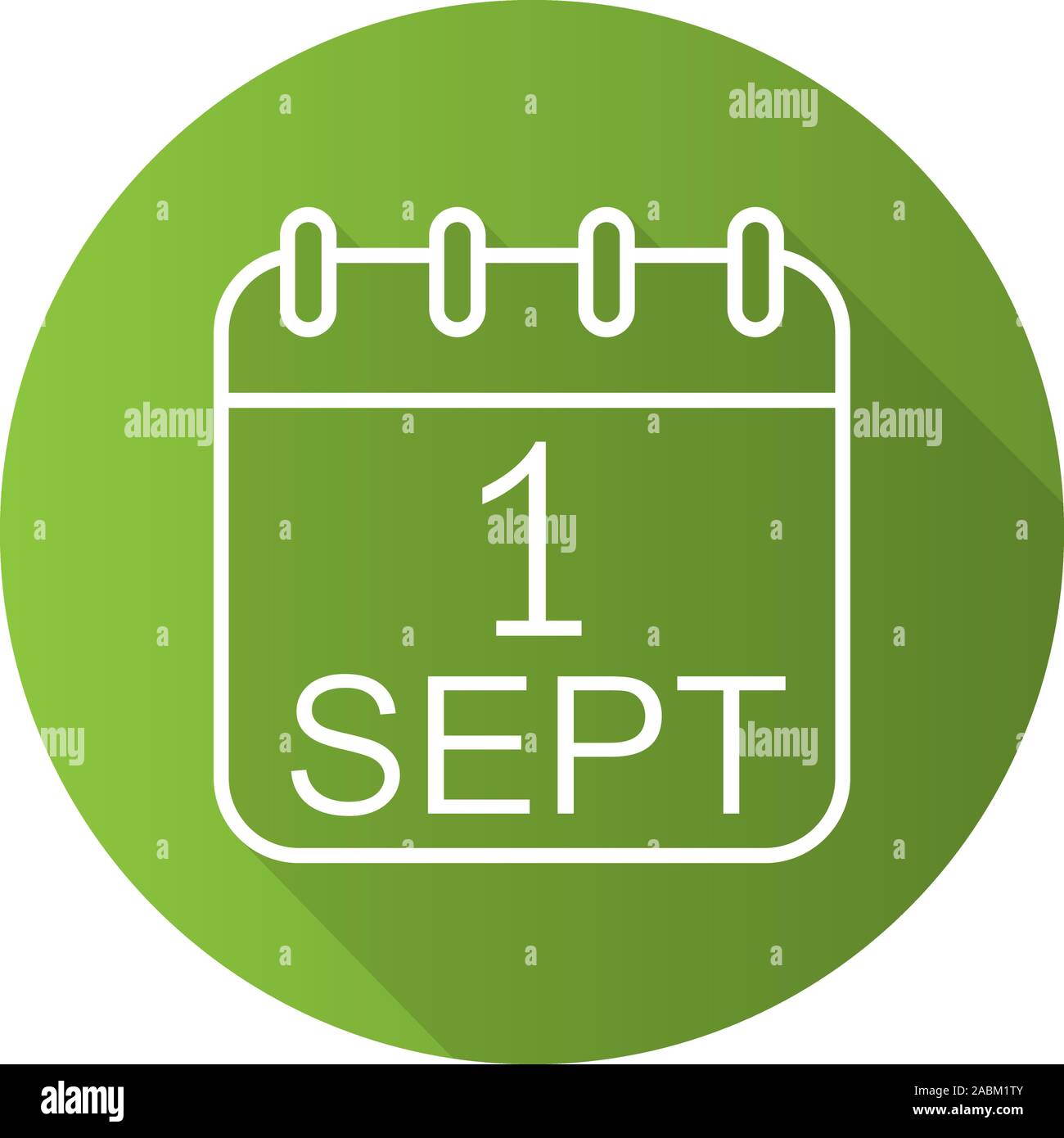 September 1st calendar green icon. Flat linear long shadow symbol ...