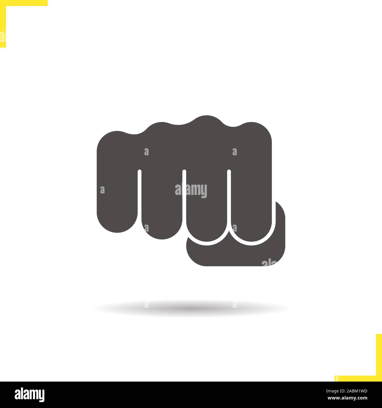 Punch icon. Drop shadow squeezed fist silhouette symbol. Negative space ...