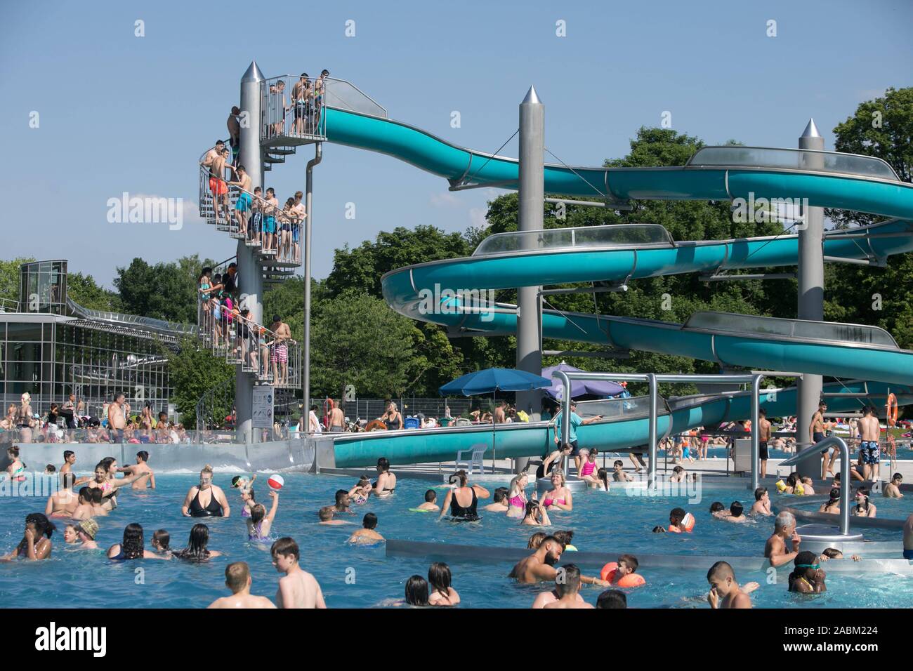 Slide in the Michaelibad, Munich's largest leisure pool [automated ...