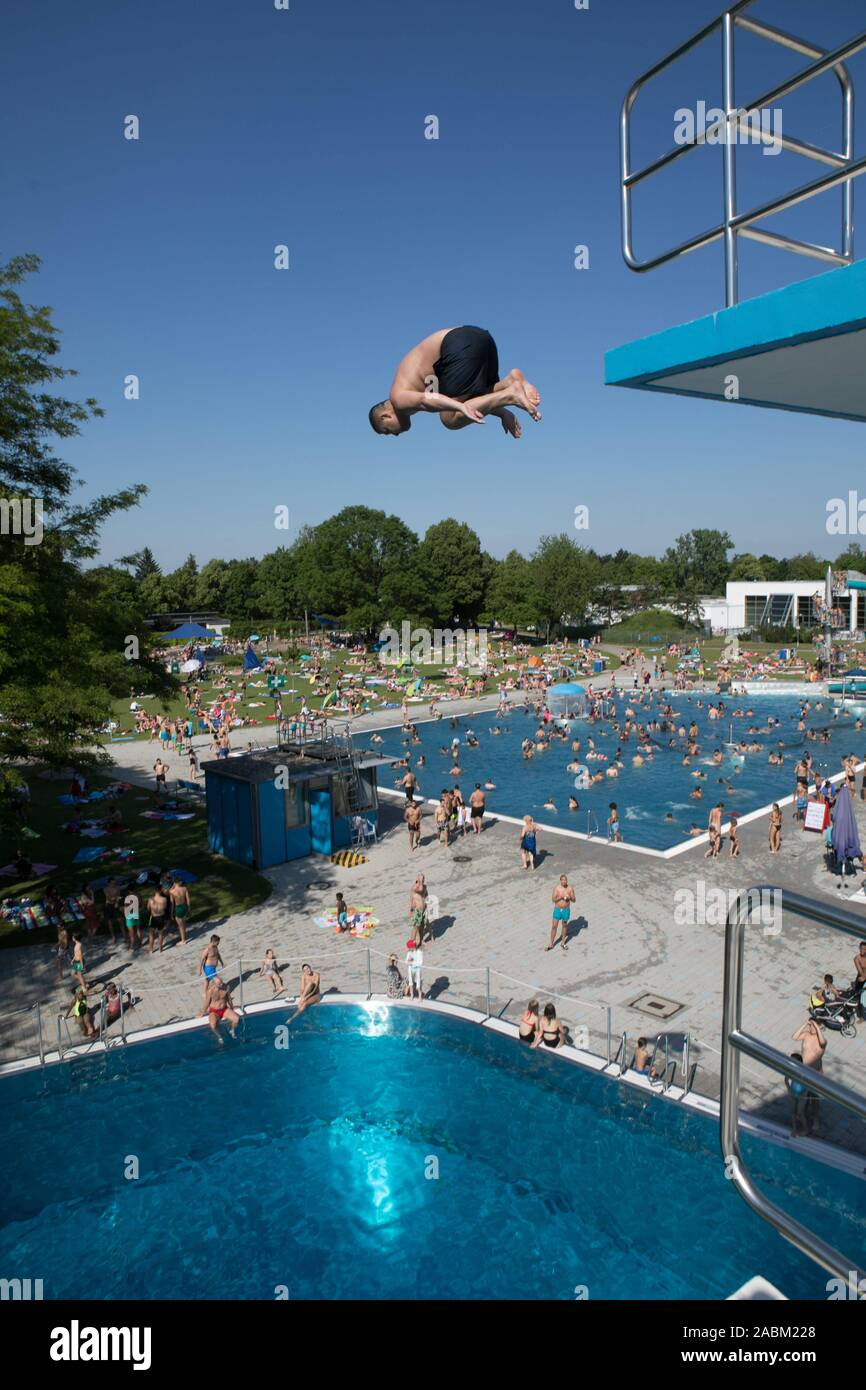 Jump tower in the Michaelibad, Munich's largest leisure pool [automated ...